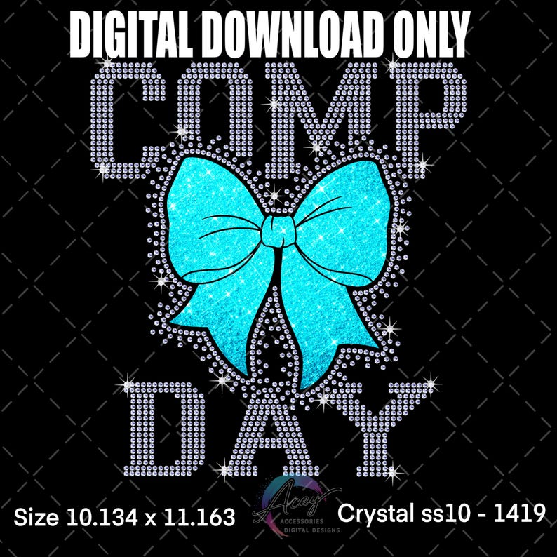 Comp Day Rhinestone Template | Cheer Competition Bow Bling SVG | SS10 ...