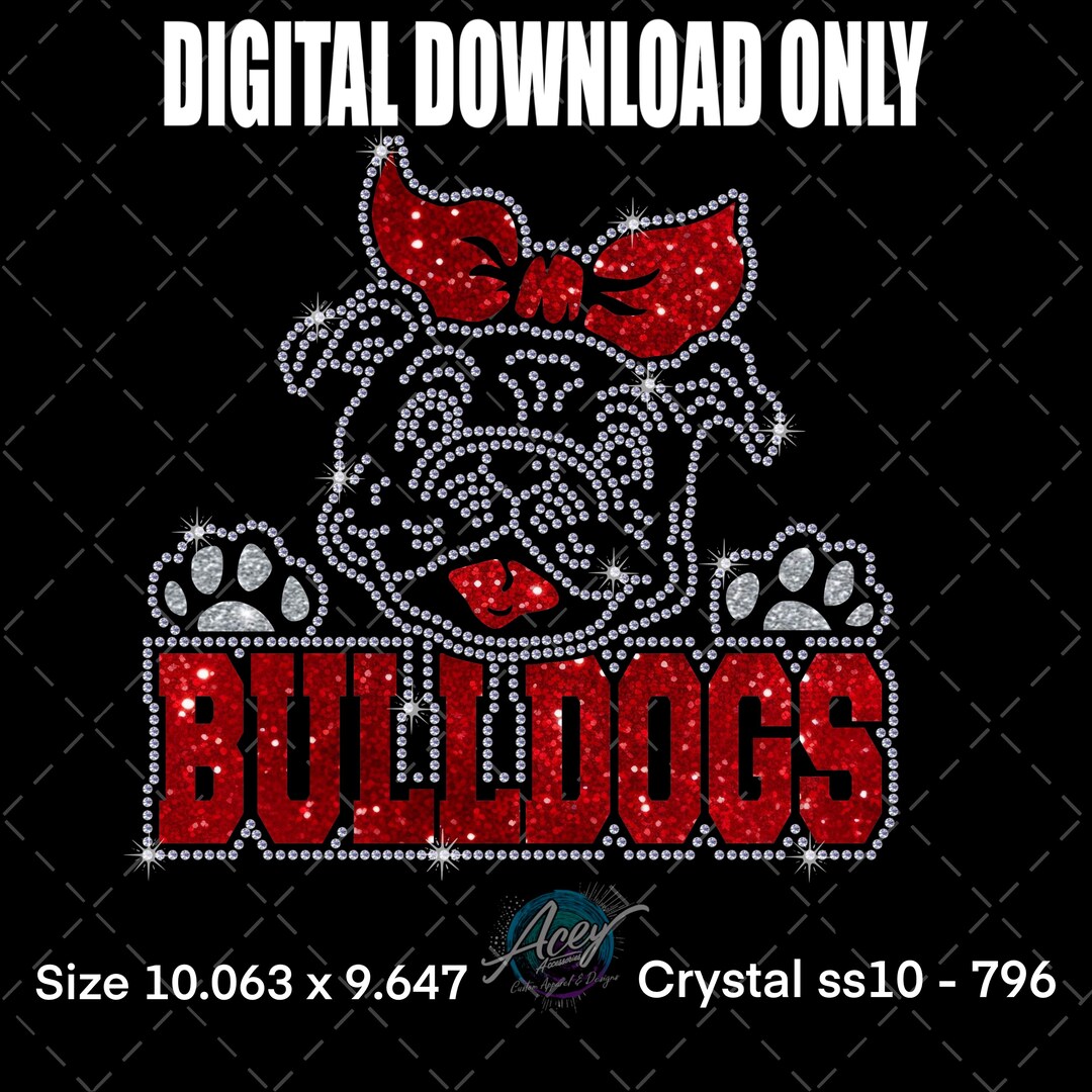 Bulldogs Rhinestone Template, Bulldog Puppy SVG, Cheer Mascot Bling ...