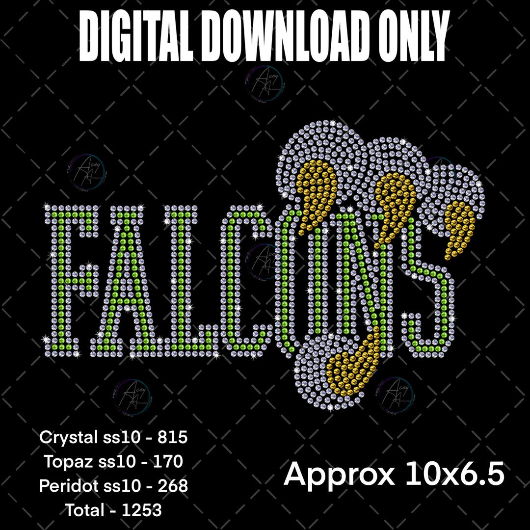 Falcons Rhinestone Template | Mascot Bling Shirt | SS10 Rhinestone ...