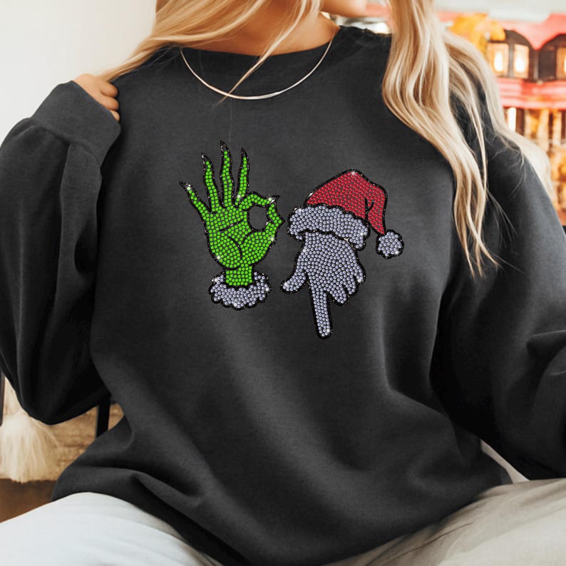 Christmas Bling Template SVG | Grinch OK & Santa Pointer | Ss10 Design ...