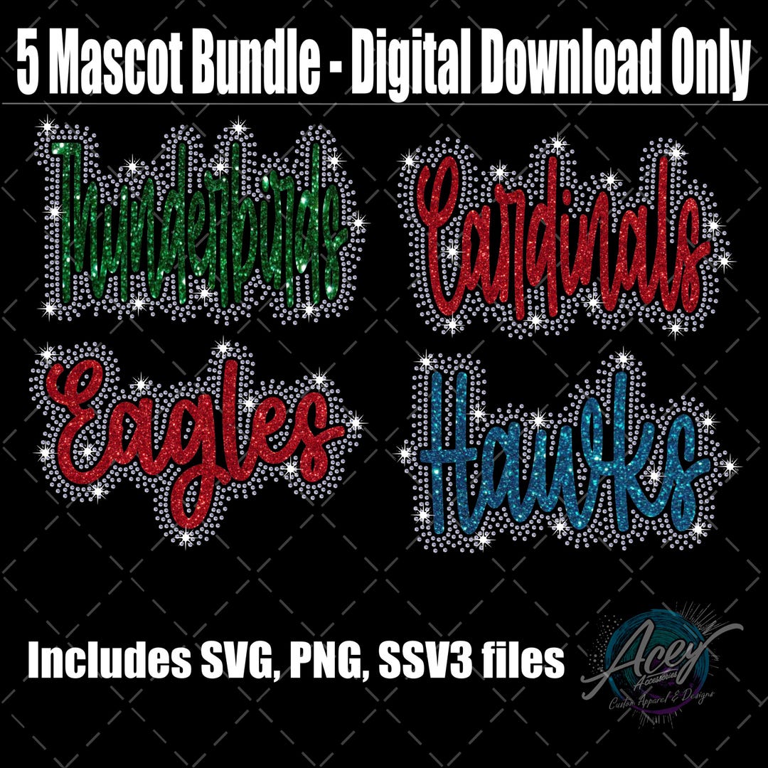 School Mascot Rhinestone Template Bundle SVG PNG | Team Spirit Designs ...