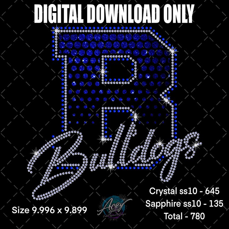 Bulldogs Rhinestone Design SVG | Bling Shirt Template | Mascot Halftone ...