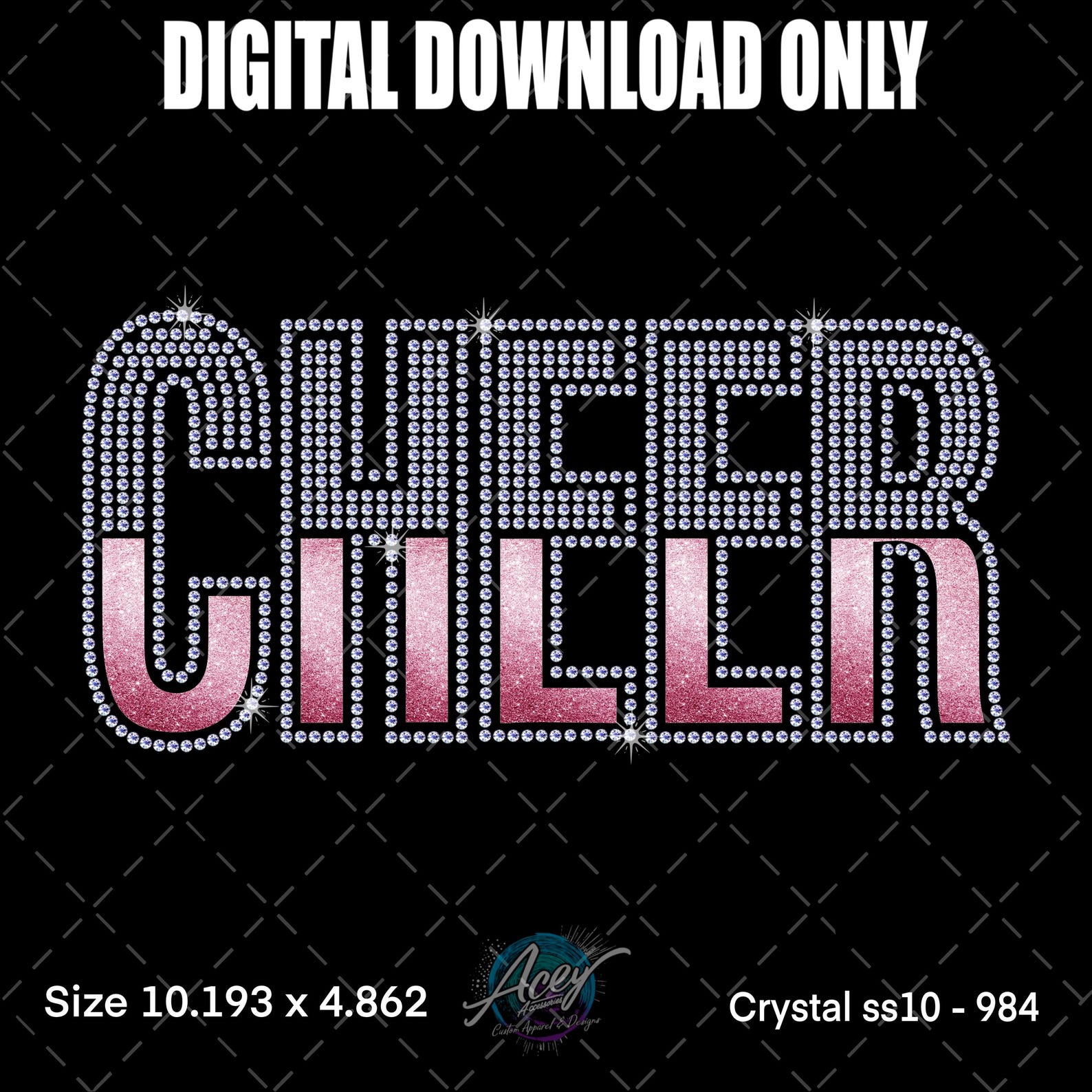 Cheer Rhinestone Template SVG, Bling Shirt Design, Ss10 Hotfix Cut File ...