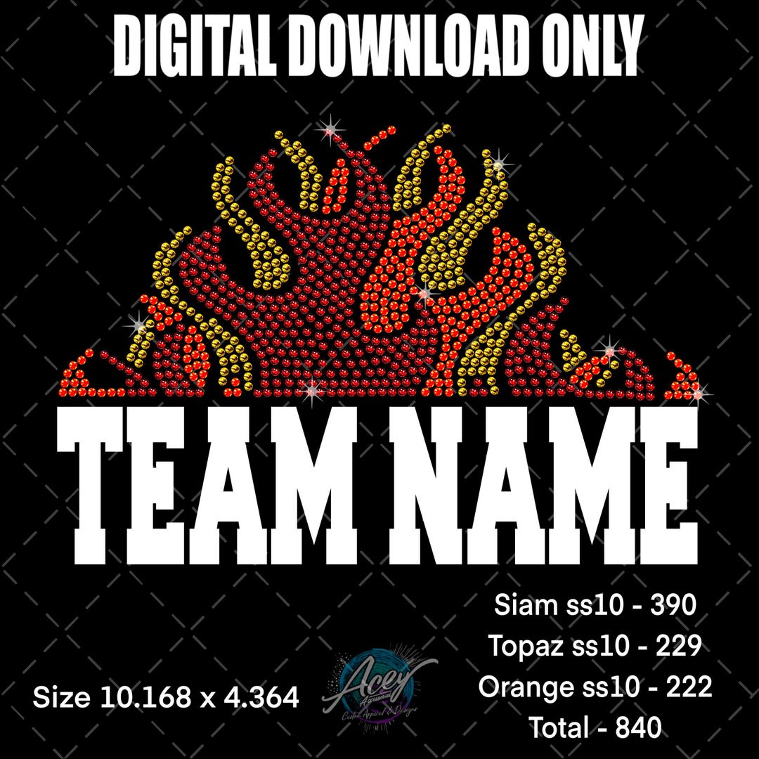Flames Rhinestone Template • Flames SVG PNG SSV3 • Rhinestone Fire ...