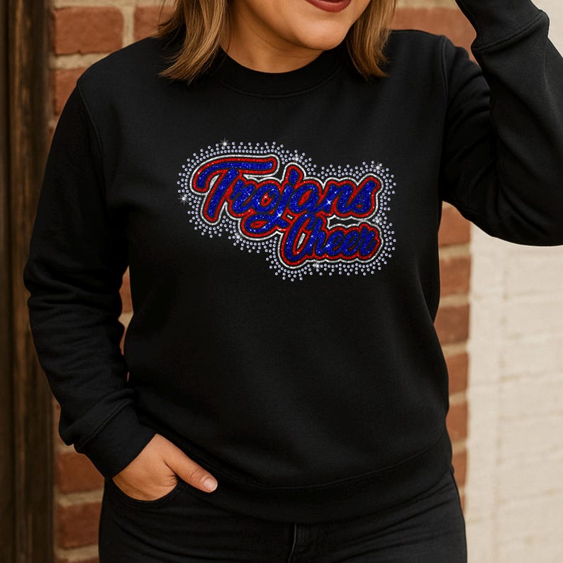 Trojans Cheer Rhinestone Template SVG, Bling Design, Hotfix Cut File ...