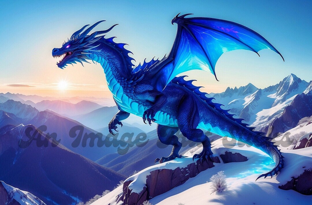 Big Blue Dragon PNG, Dragon Clipart, Digital Download - Etsy