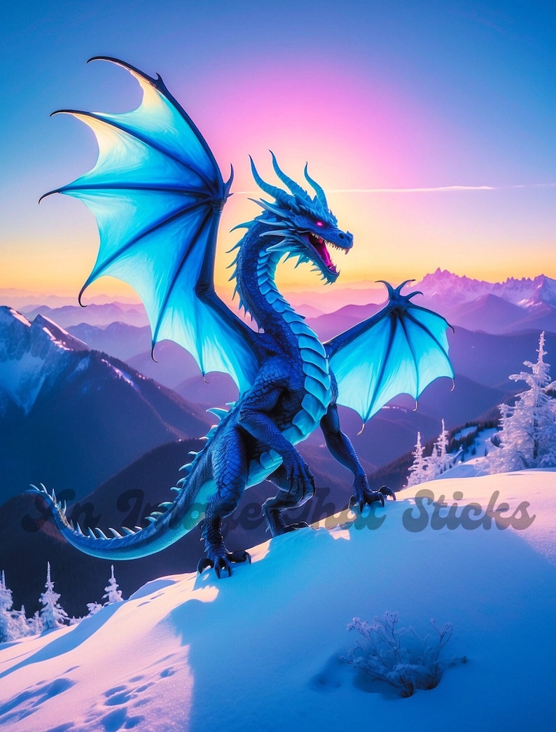 Big Blue Dragon PNG, Dragon Clipart, Digital Download - Etsy