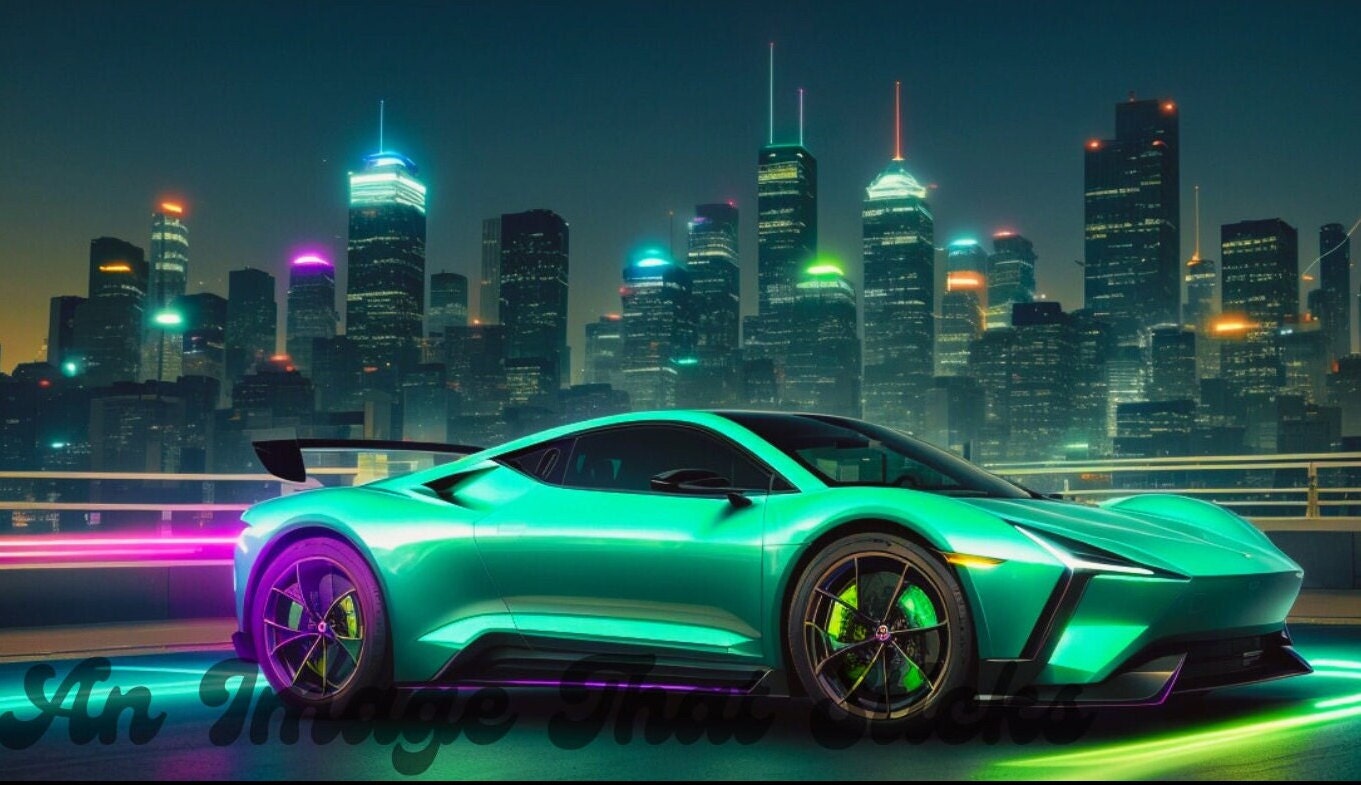 Green Neon Car PNG, Car Clipart, Digital Download - Etsy