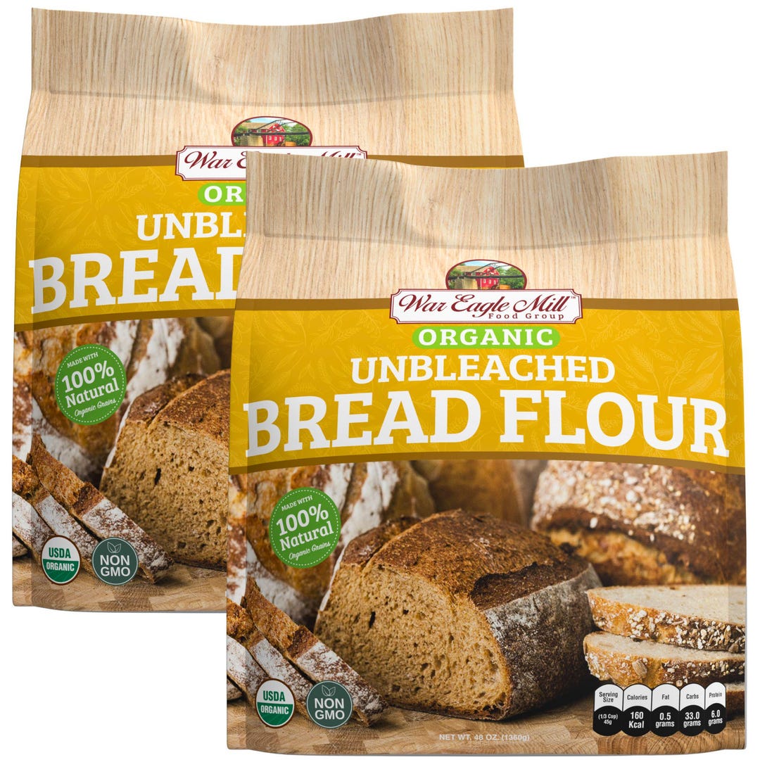 Unbleached Bread Flour, Organic 48 Ounce Bag 2 Pack - Etsy