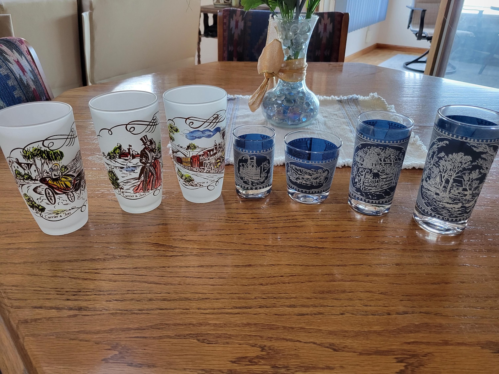 Vintage Currier & Ives Blue Dinnerware by Royal China Company. Frosted ...