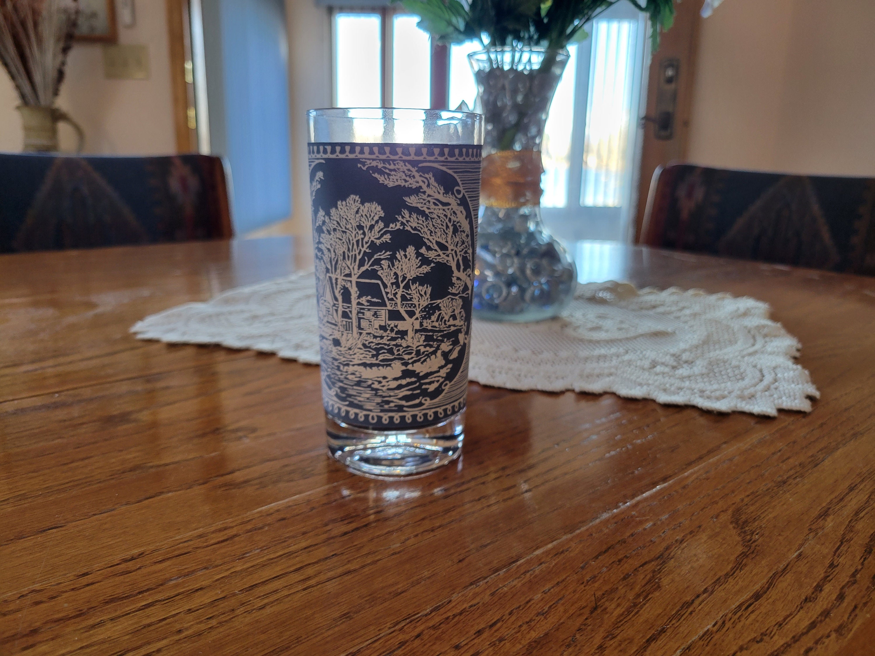 Vintage Currier & Ives Blue Dinnerware by Royal China Company. Frosted ...