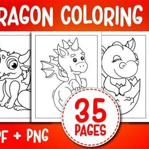 KIDS DRAGON COLORING Pages - Instant Download - 35 Pages - Activities ...
