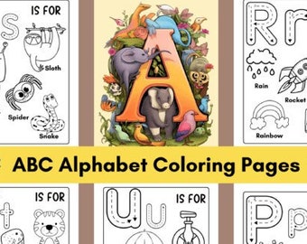 CUTE ANIMALS KIDS Coloring Book Instant Download 50 Pages Activities ...