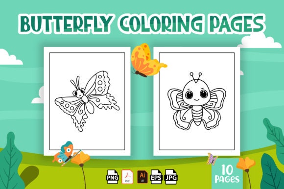 KIDS BUTTERFLY COLORING Pages Instant Download 20 Pages Activities ...