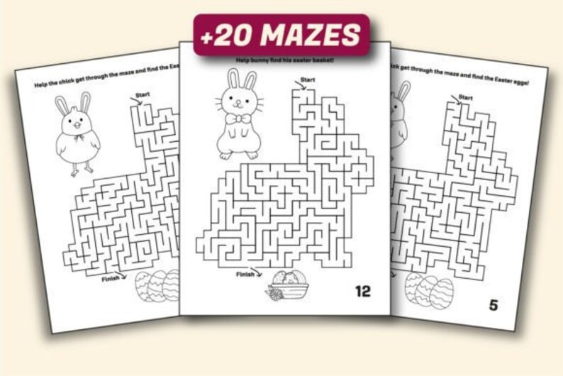 KIDS EASTER MAZE Pages - Instant Download - 20 Pages - Activities ...