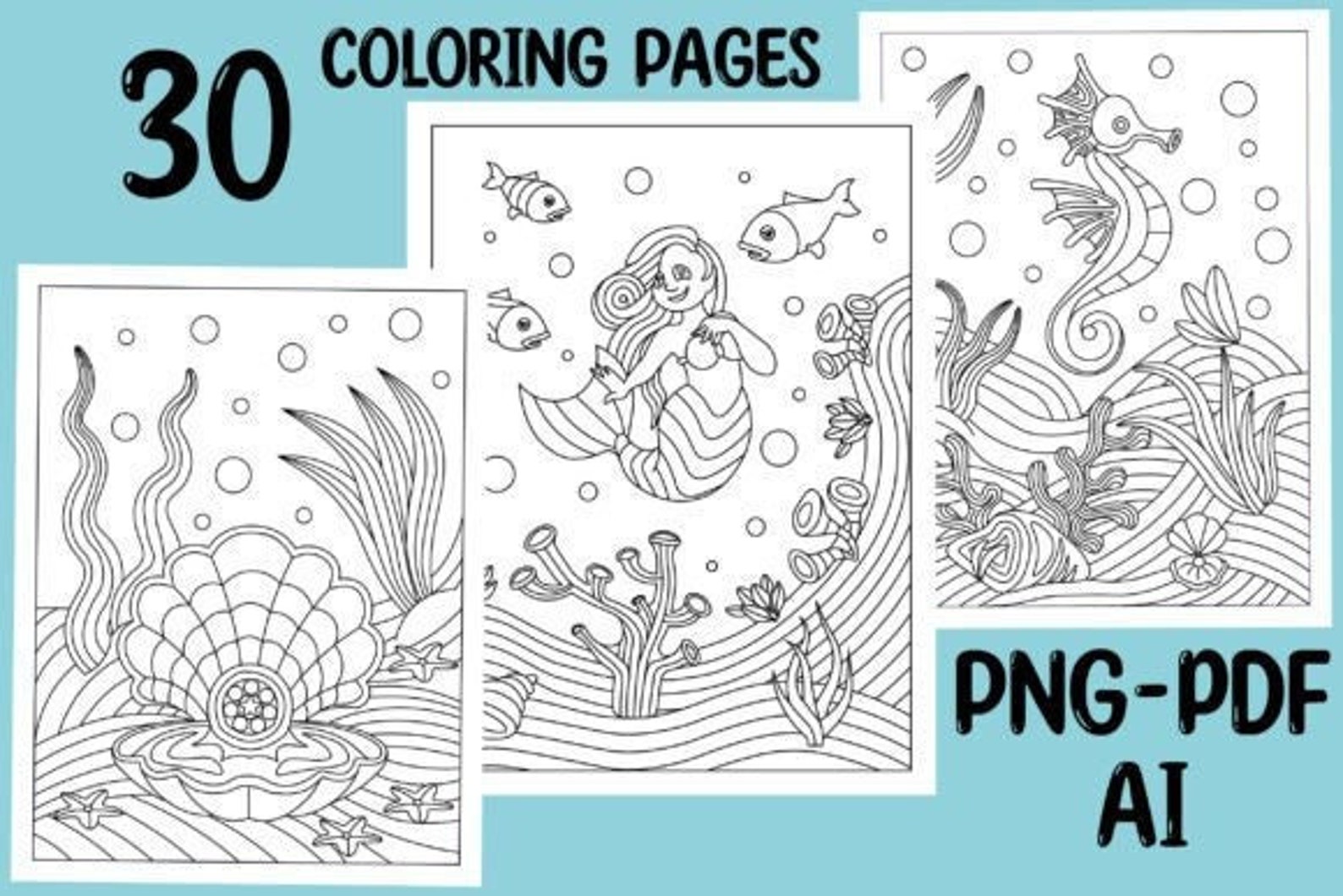 KIDS OCEAN COLORING Pages - Instant Download - 30 Pages - Activities ...