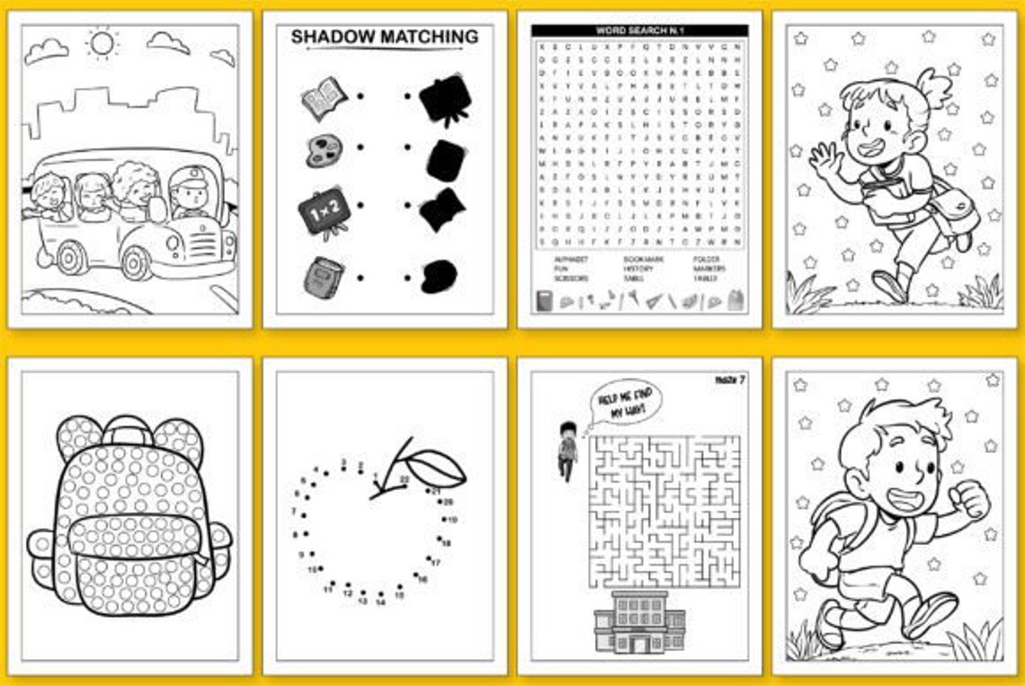 BACK TO SCHOOL Coloring Book - Instant Download - 50 Pages - Activities ...