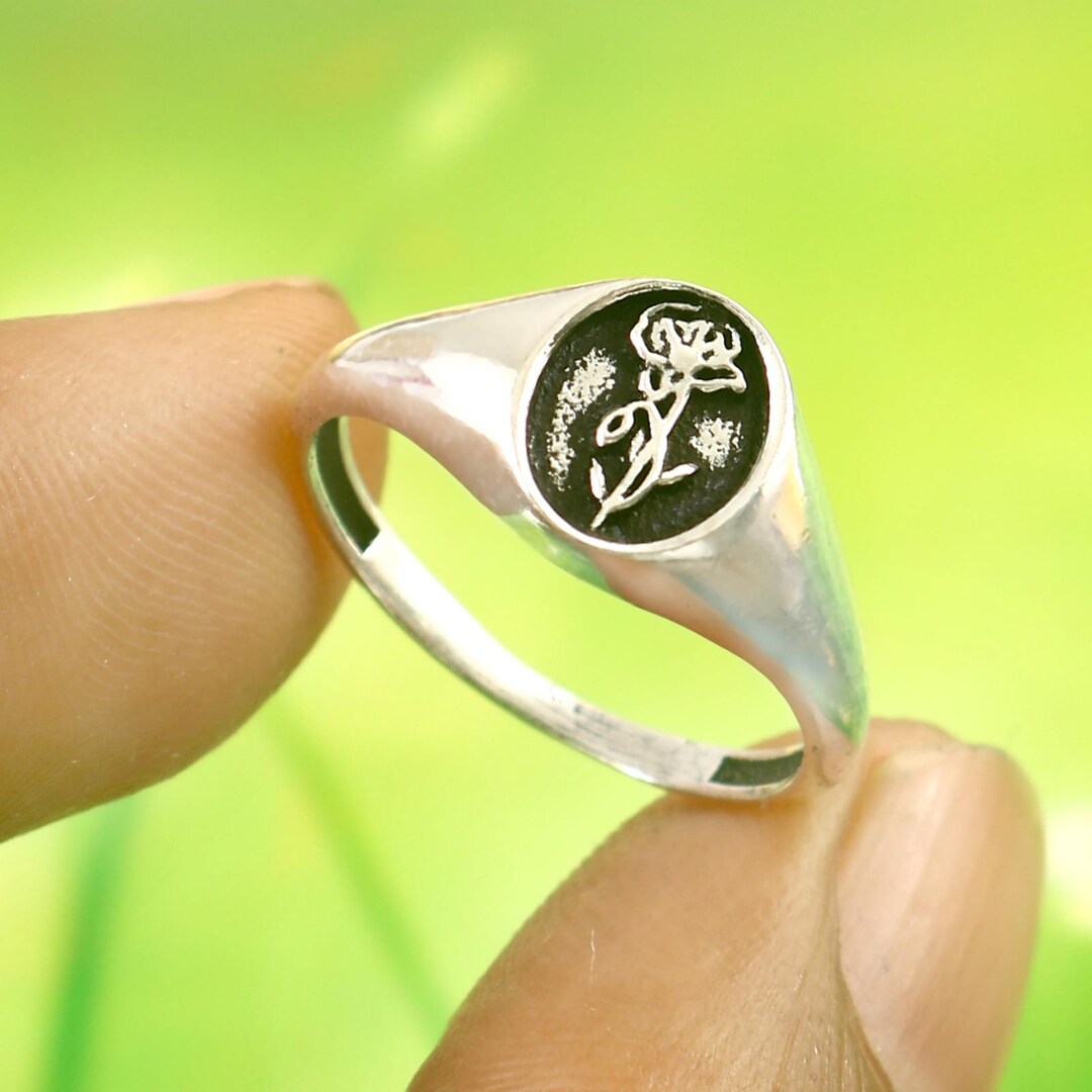 925 Silver August Birth Flower Ringpoppy Ringpoppy Flower - Etsy