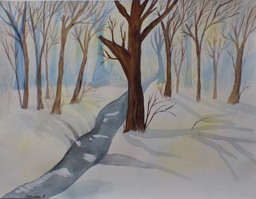 Snow Melt. Watercolor Painting on Acid Free Watercolor Paper. Snowy ...