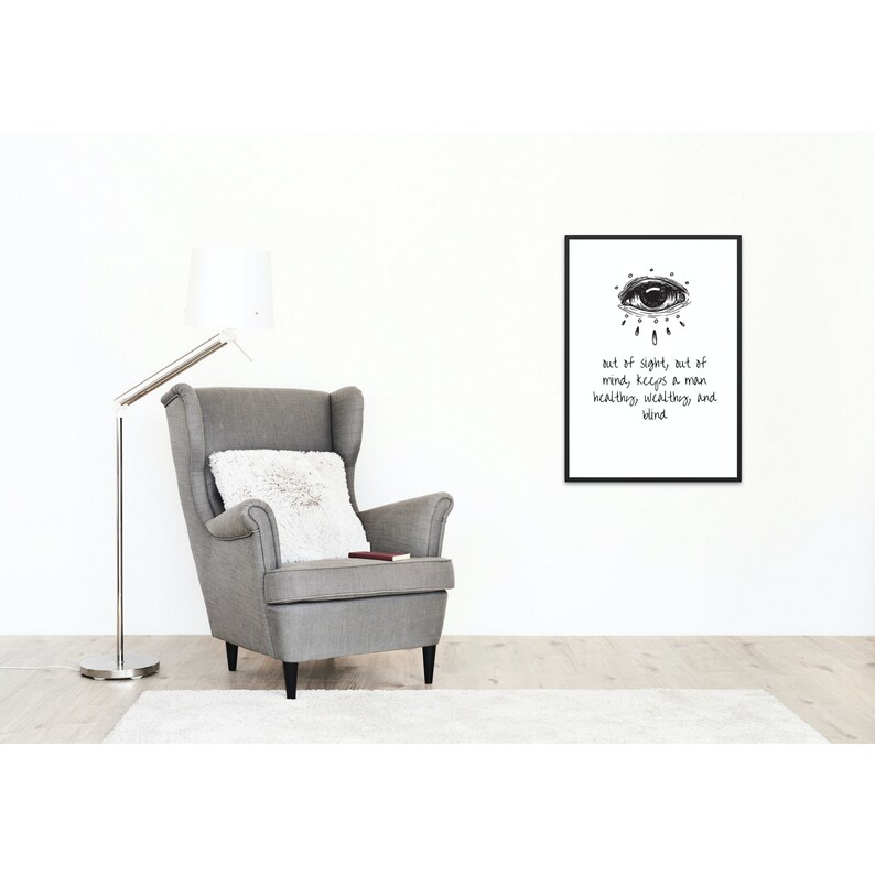 Malaphors Funny Wall Art Print Out of Sight, Out of Mind, Keeps a Man ...