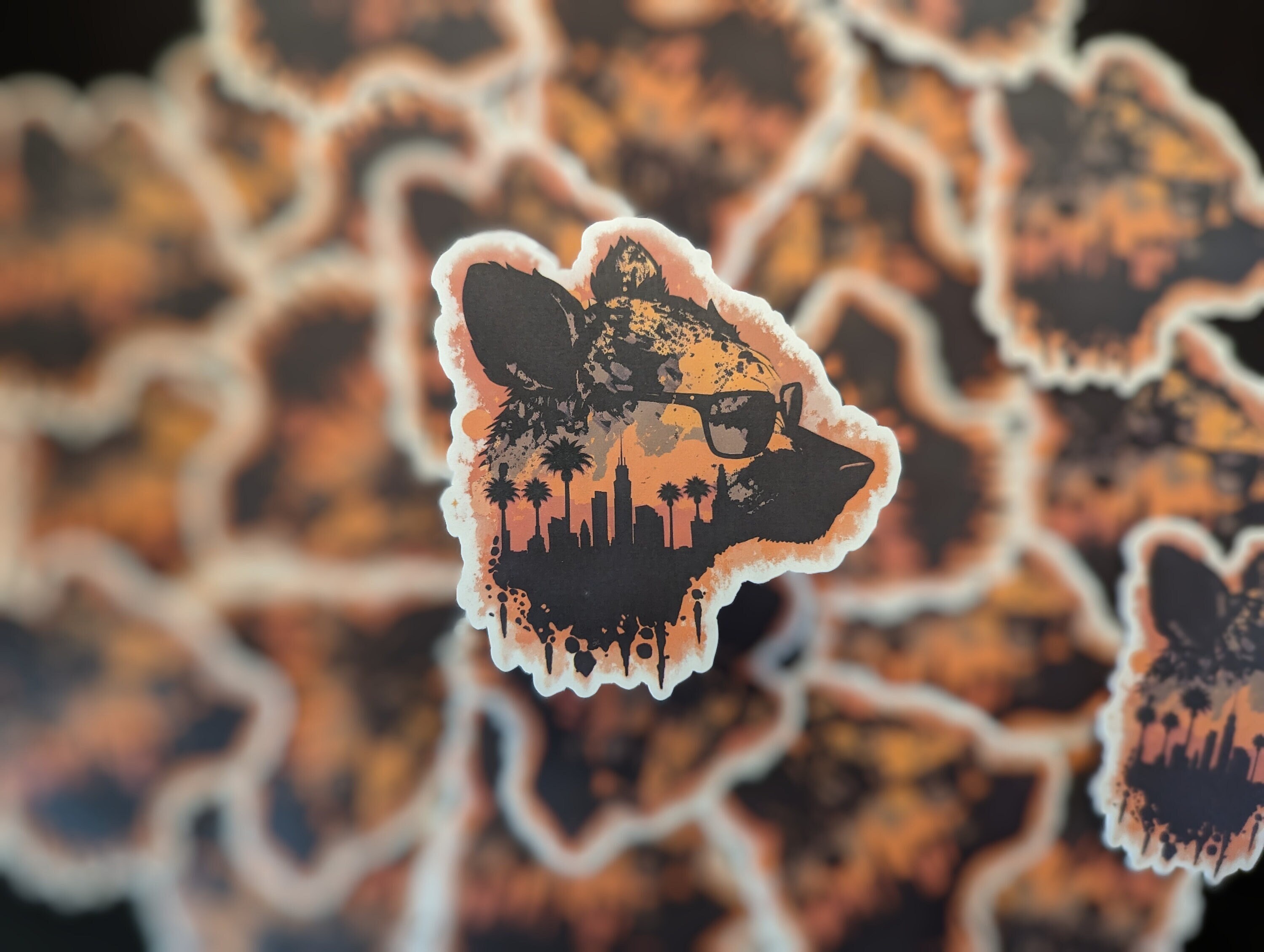 Hyena Sticker hyena City Durable Matte Vinyl Sticker Furry Sticker UV ...