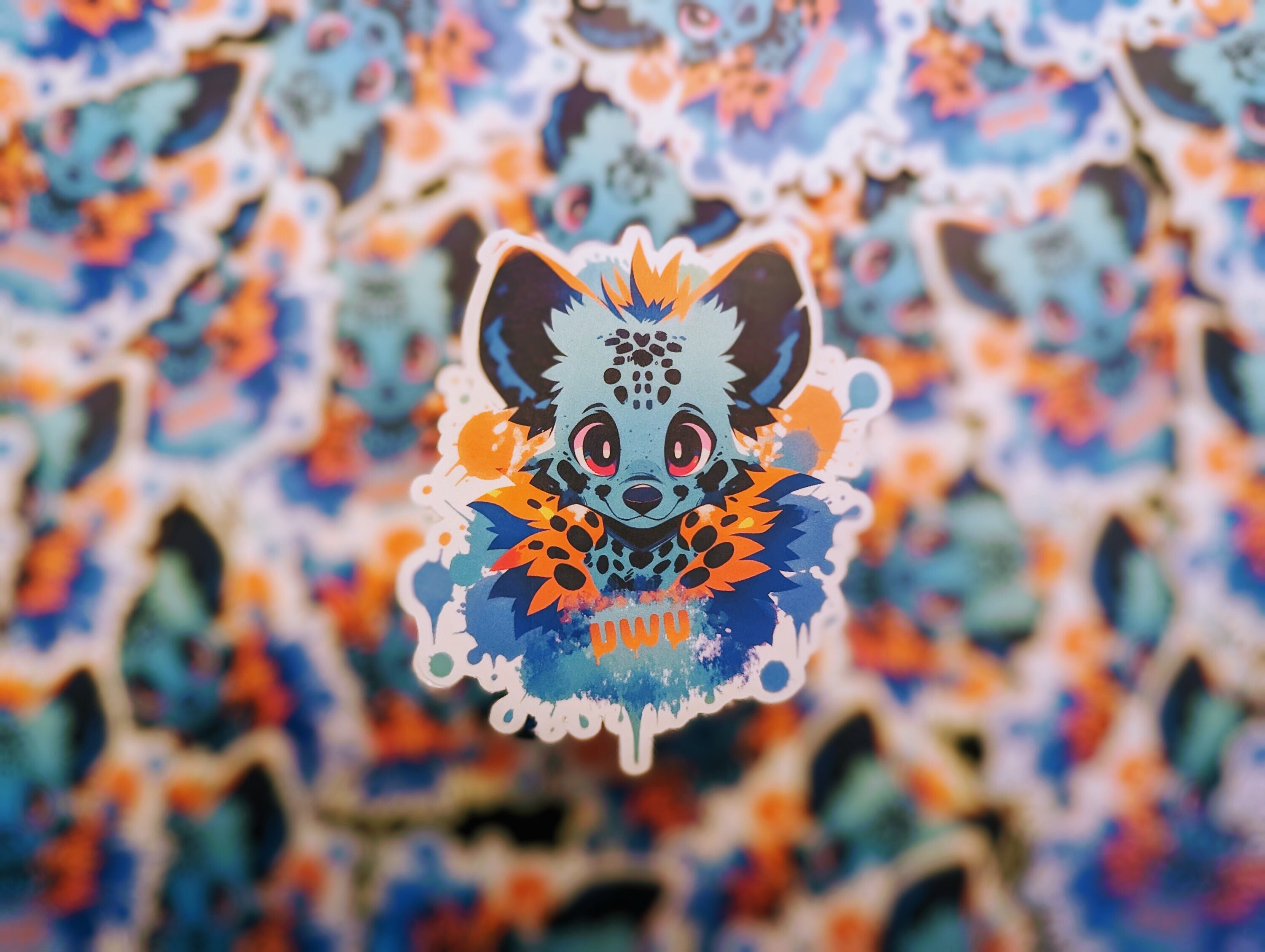 Furry Blue Fox uw U Sticker Durable Matte Vinyl Sticker Furry Sticker ...