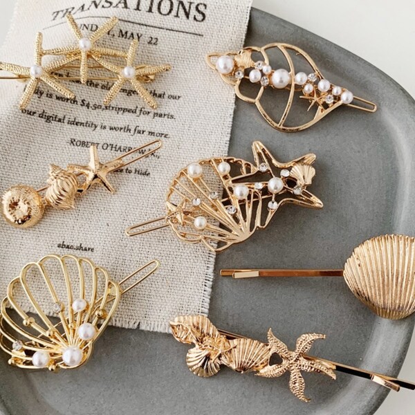 Sea Shell Hair Clips - Etsy