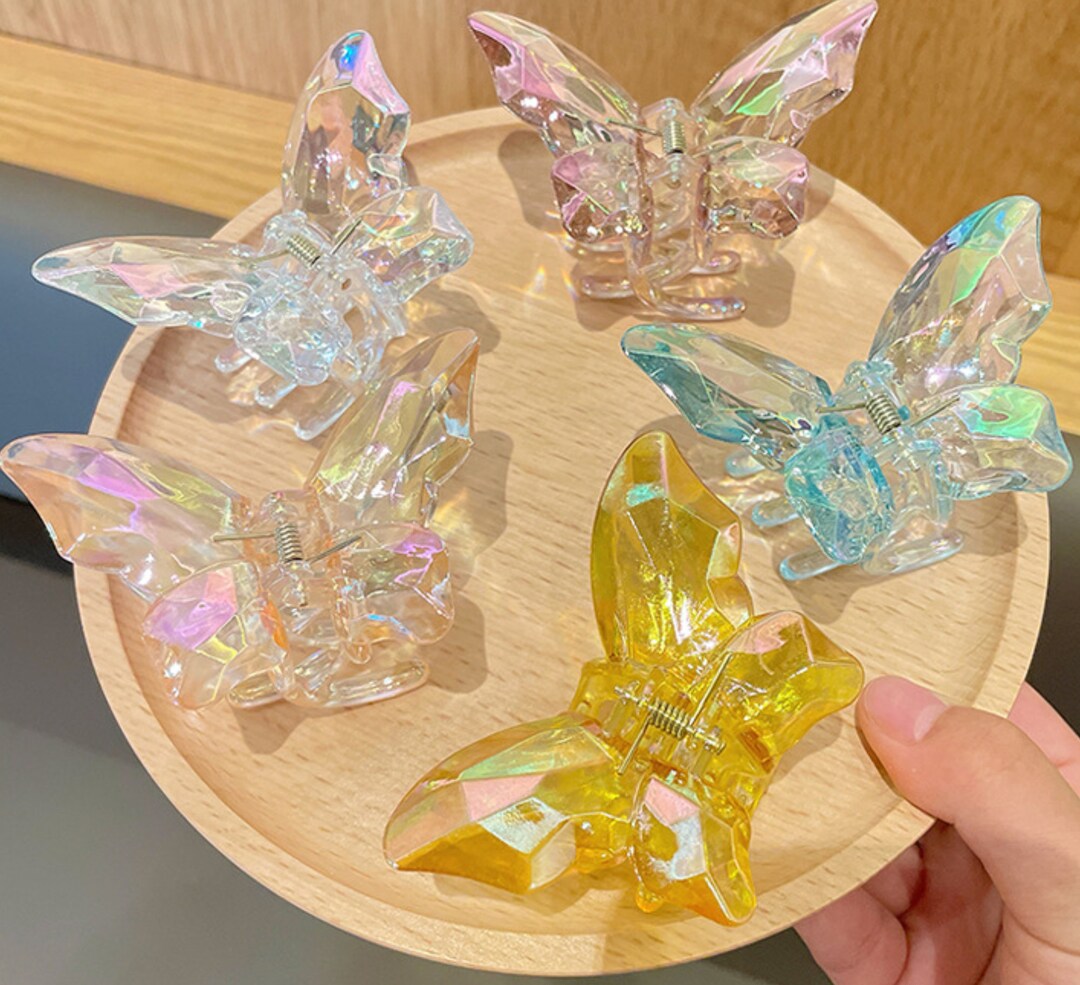 Crystal Butterfly Hair Clamps Various Colours Handmade Butterfly Hair ...