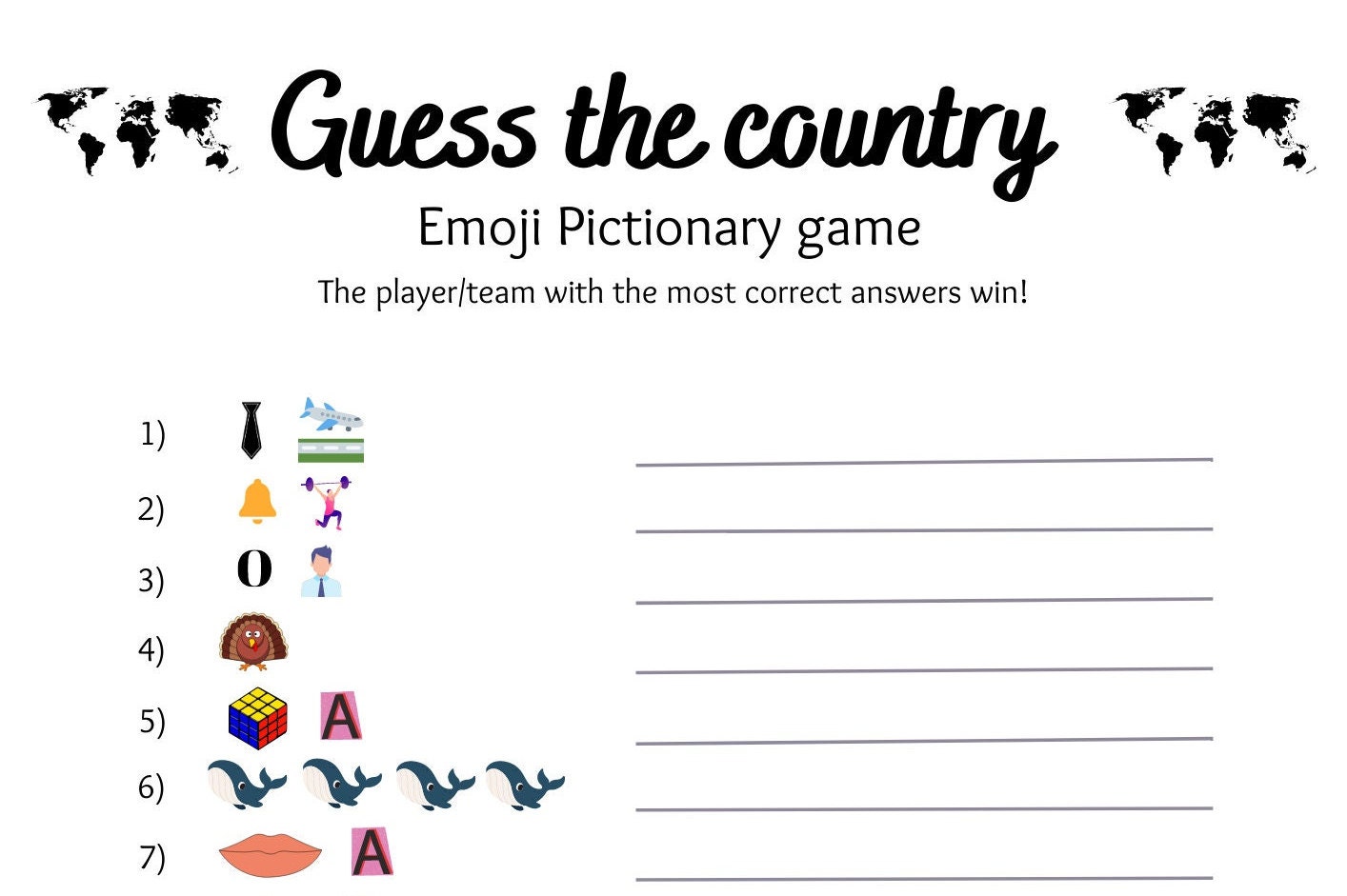 Party Wedding Games Fun Country Emoji Pictionary Guess Game Road Trip ...