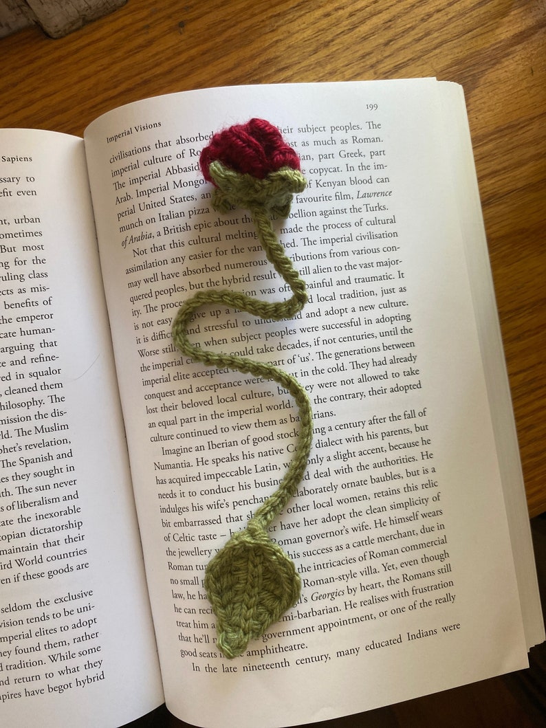 Rose Crochet Flower Bookmark - Etsy