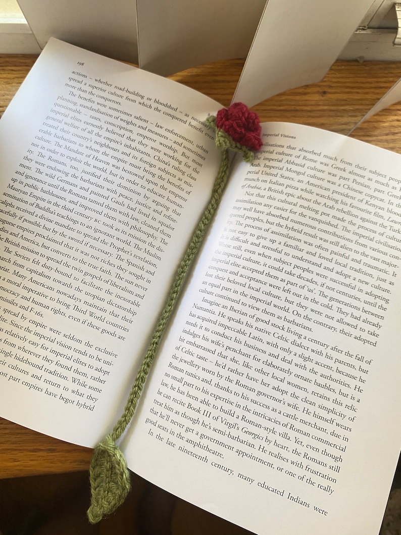Rose Crochet Flower Bookmark - Etsy