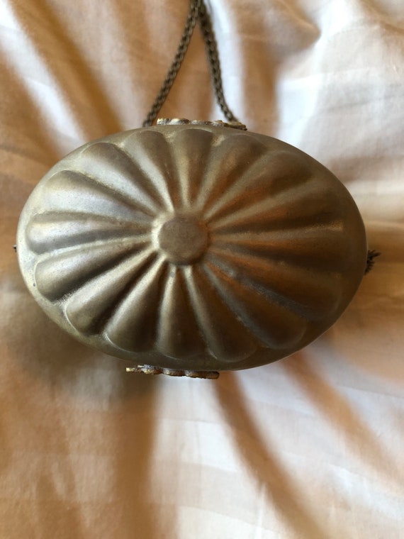 Antique Brass Clamshell Purse Lined With Royal Purple… - Gem