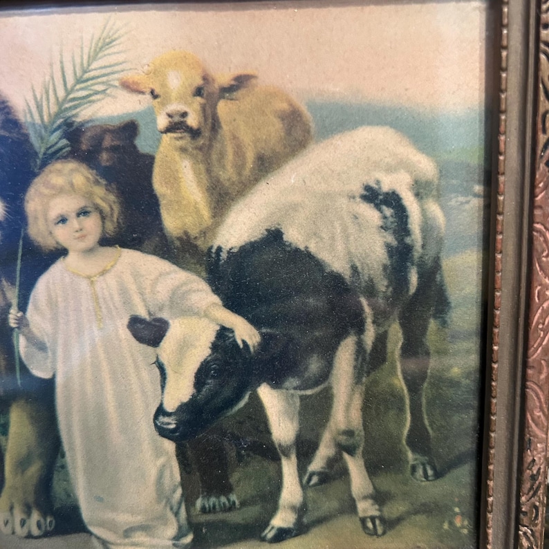 Vintage Framed Print: Peace by William Strutt, Child & Animals - Etsy