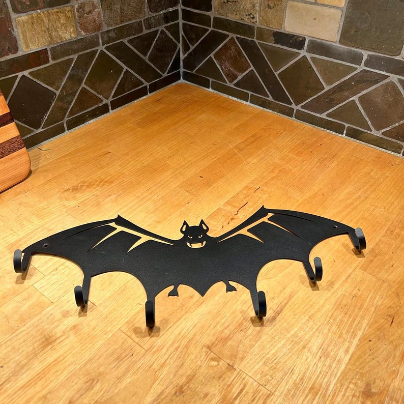 Halloween Fun Metal Bat Wall Coat Hanger 6 Hooks Screws Not Included - Etsy