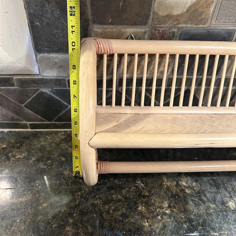 Vintage Rattan Wall Rack - Wicker Wall Shelf Towel Rack Basket Weave ...