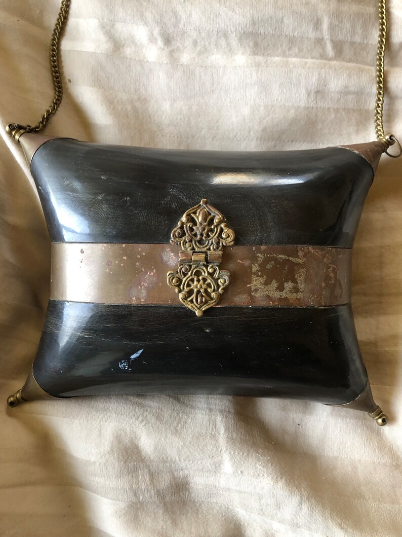 Vintage Horn and Brass Purse Bag - Etsy