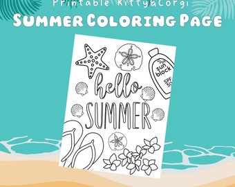 Printable Hello Summer Coloring Pages Coloring Pages to Download - Etsy