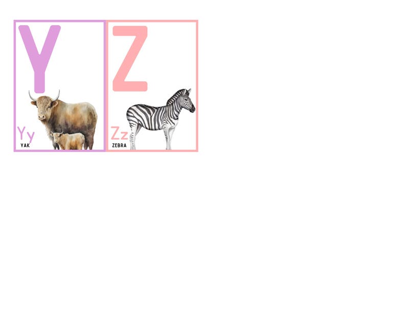 Printable Alphabet Poster With Flashcards - Colorful Watercolor Animals ...