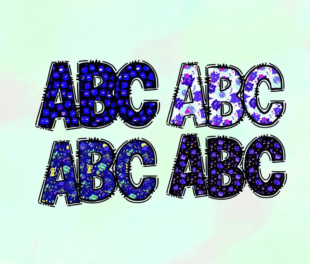 Gengar Doodle Letters Gengar Doodle Alphabet Alphabet 4 Set - Etsy