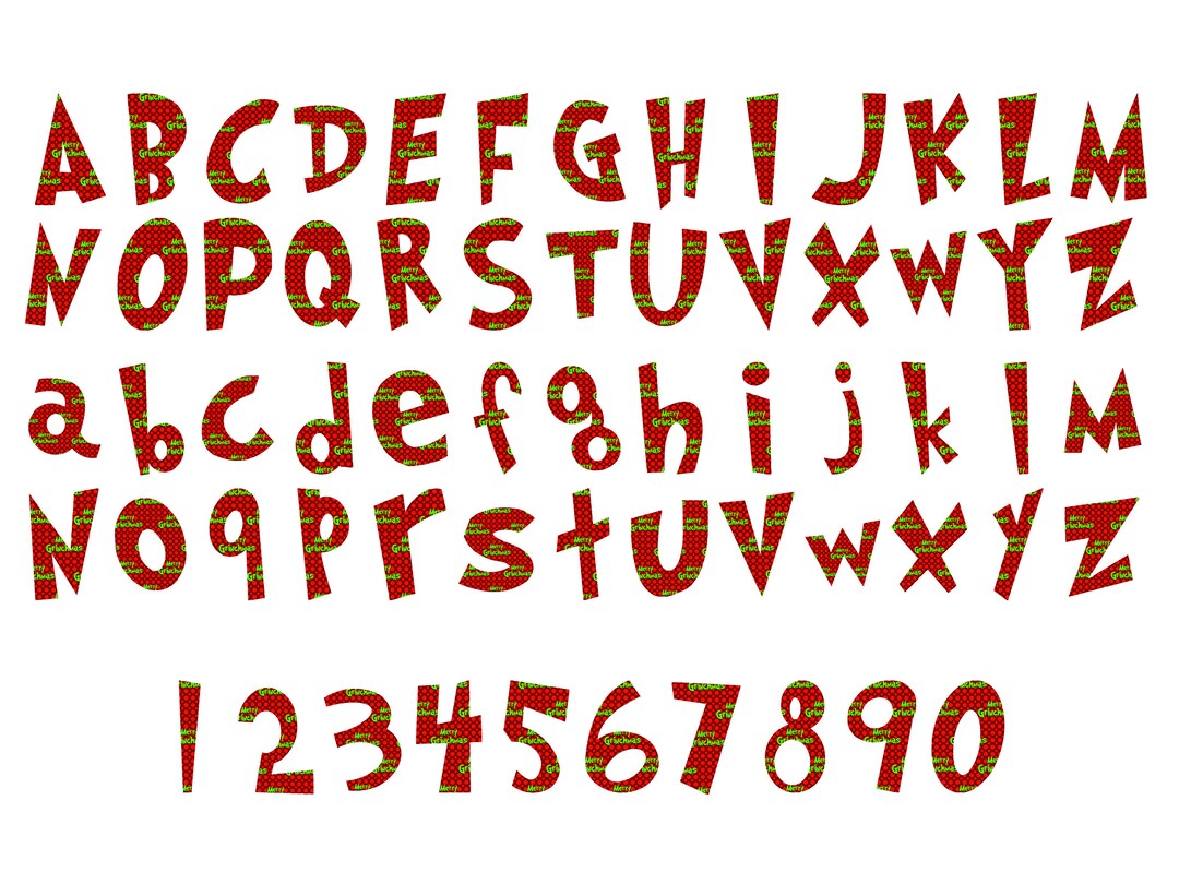 Grinch Font PNG, Grinch Letter PNG Font, Green Character PNG , Letter ...