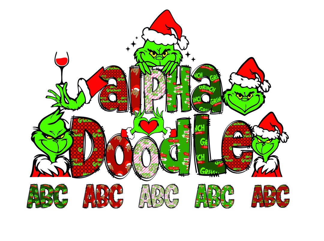 Christmas Doodle Letters, Grinch Doodle Alpha and Clip Art & Numbers ...