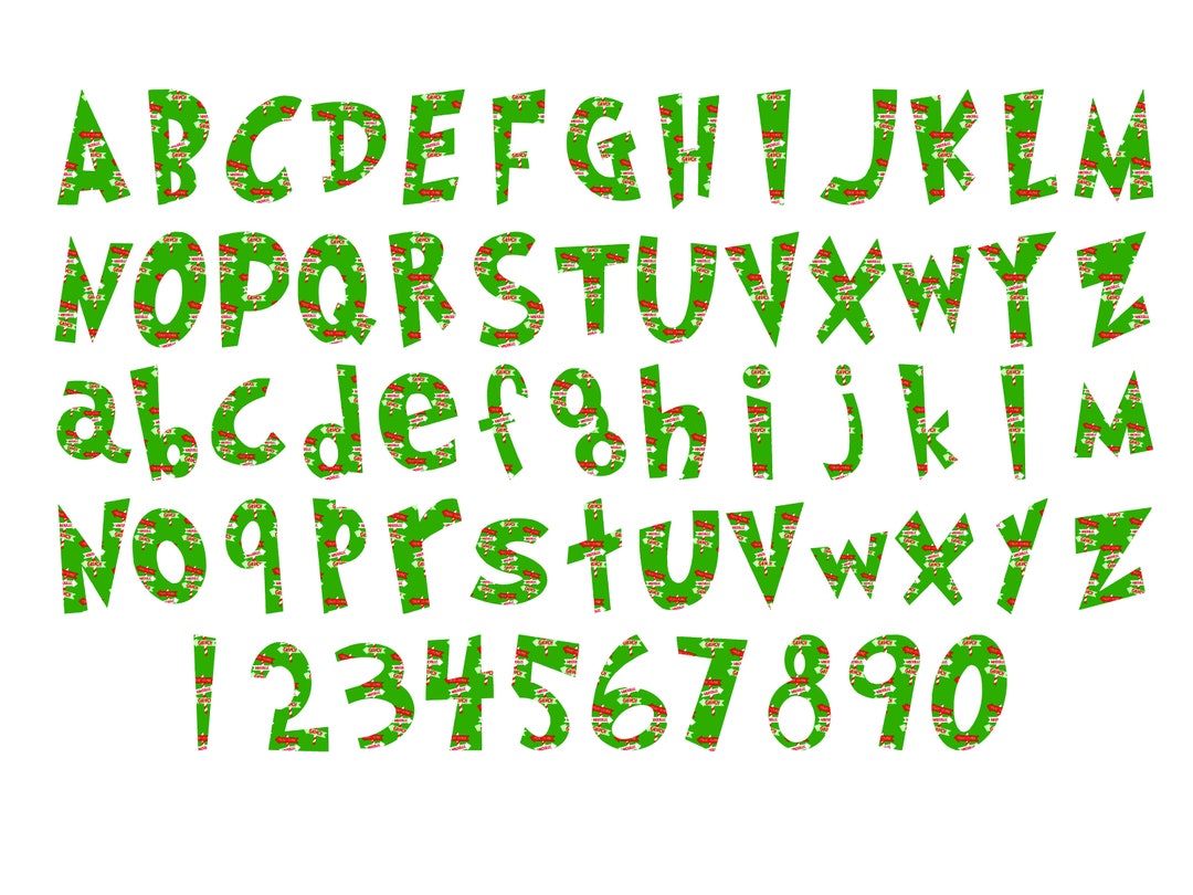 Grinch Font PNG, Grinch Letter PNG Font, Green Character PNG , Letter ...