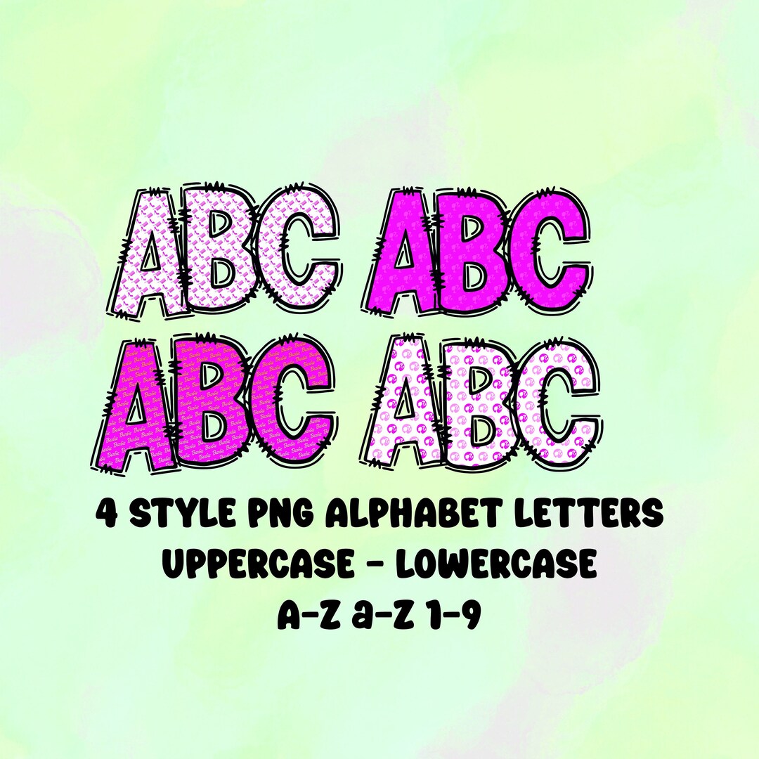 Pink Doll Alphabet Png Clipart Letters Pink Letters Bundle - Etsy