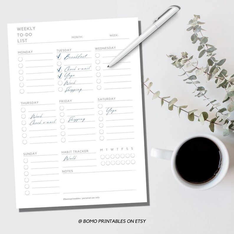 Undated Weekly Planner Printable Planner Stickers Weekly - Etsy