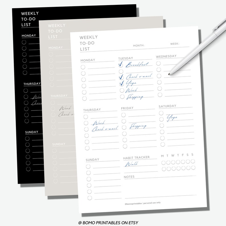 Undated Weekly Planner Printable Planner Stickers Weekly - Etsy