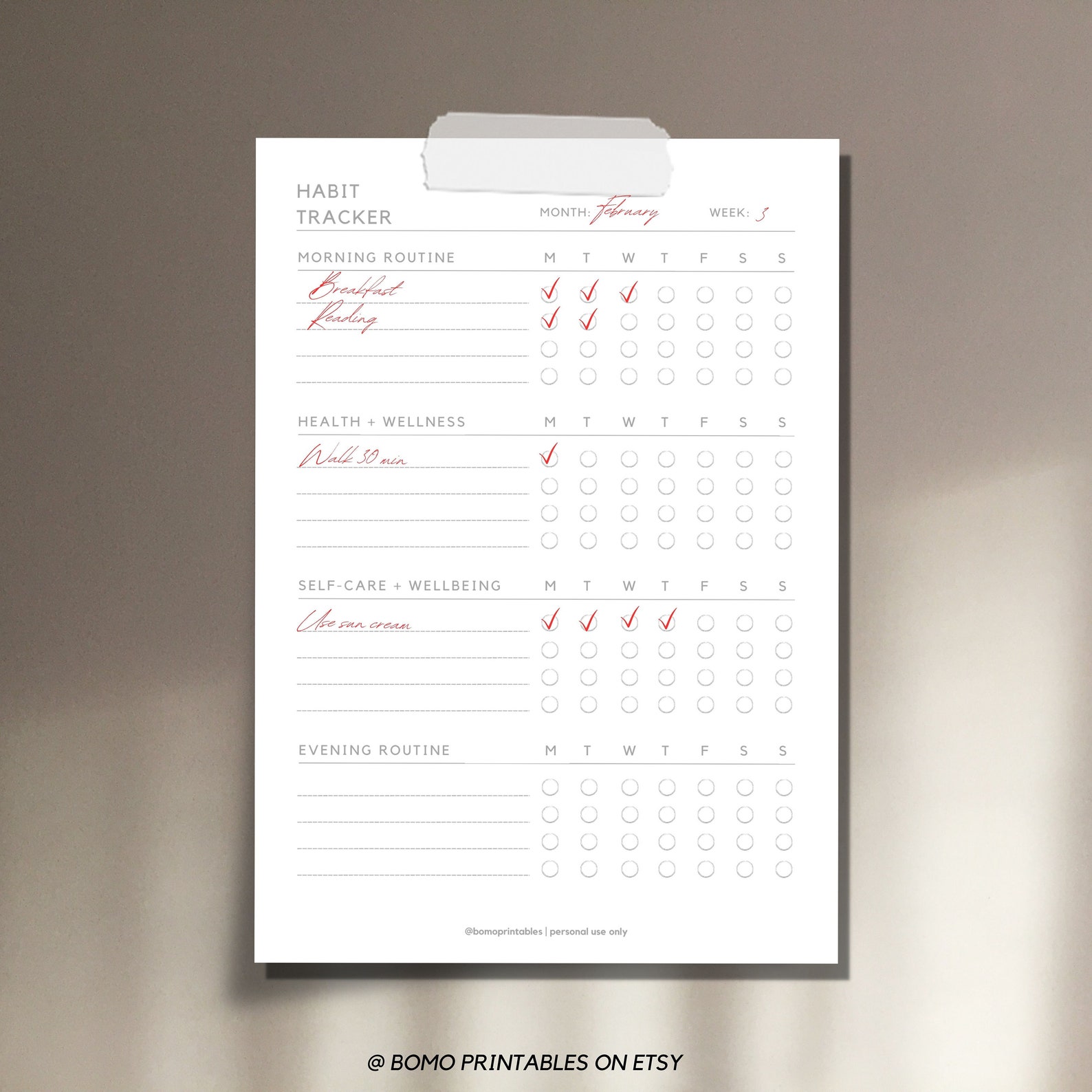 Weekly Habit Tracker Printable, Routine Tracker, Habit Tracker Template ...