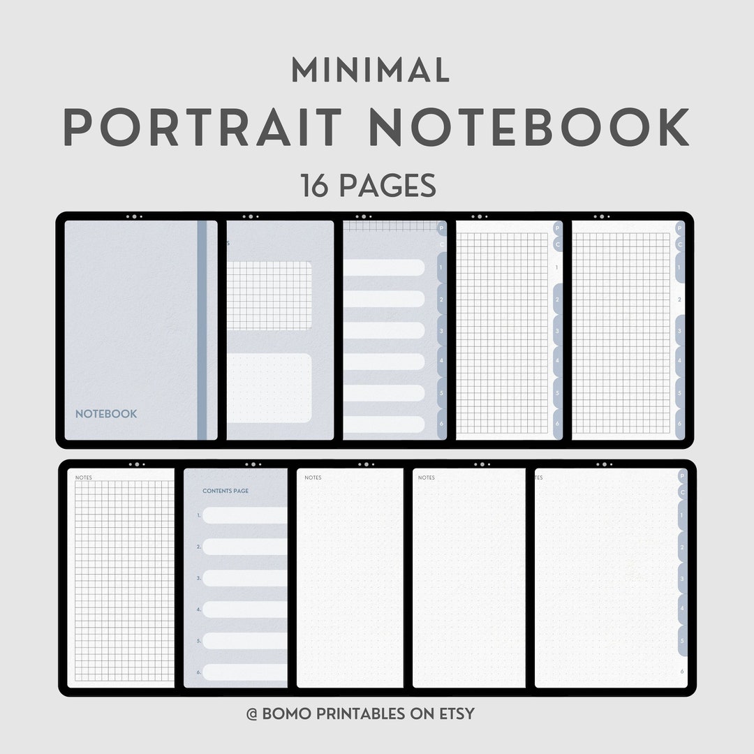 Digital Portrait Notebook Goodnotes Notebook With Tabs - Etsy