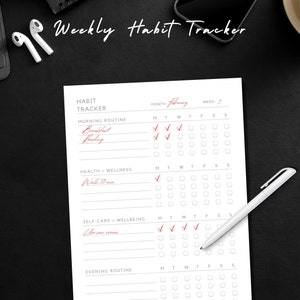 Weekly Habit Tracker Printable, Routine Tracker, Habit Tracker Template ...