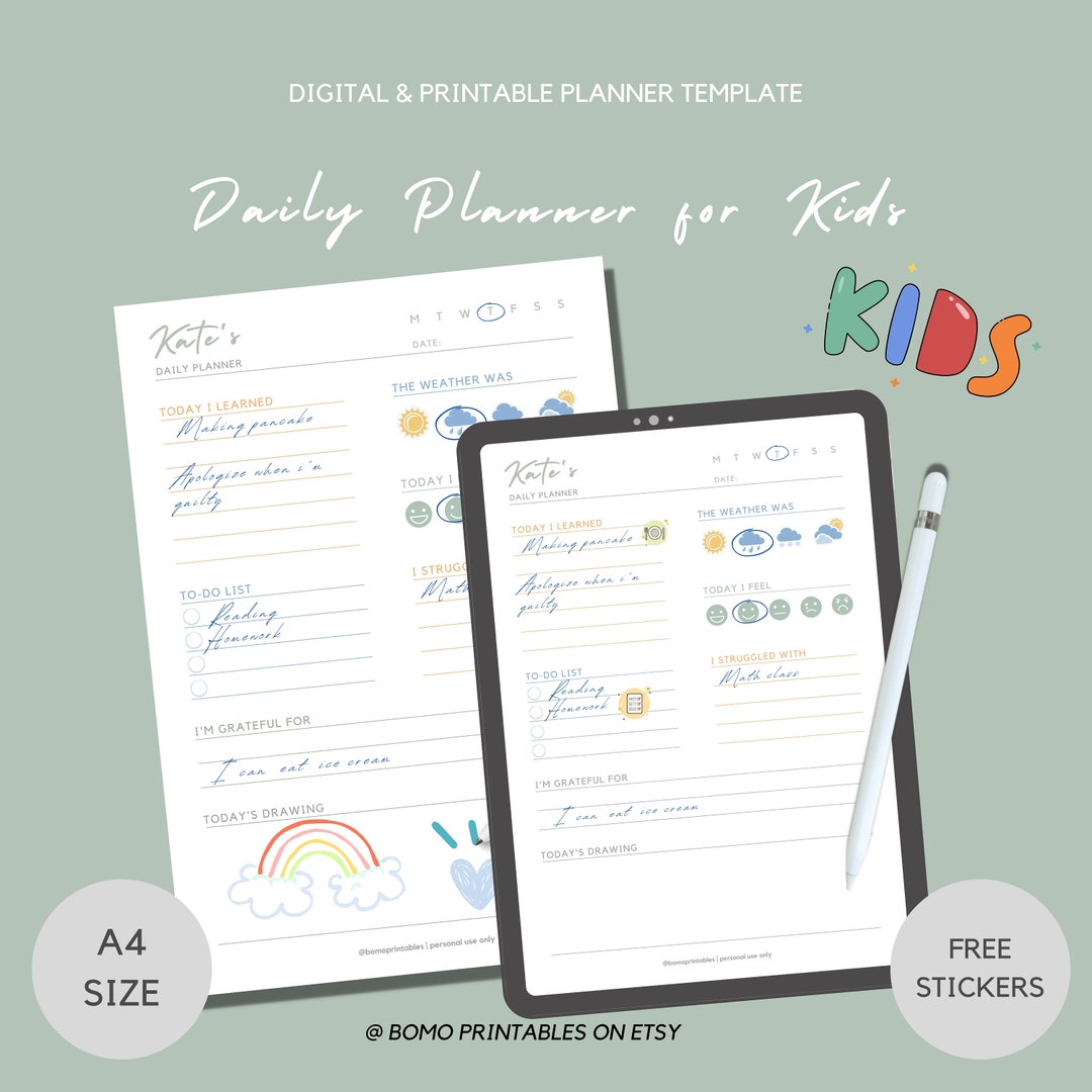 Kid Planner Printable Personalized Diary for Children - Etsy