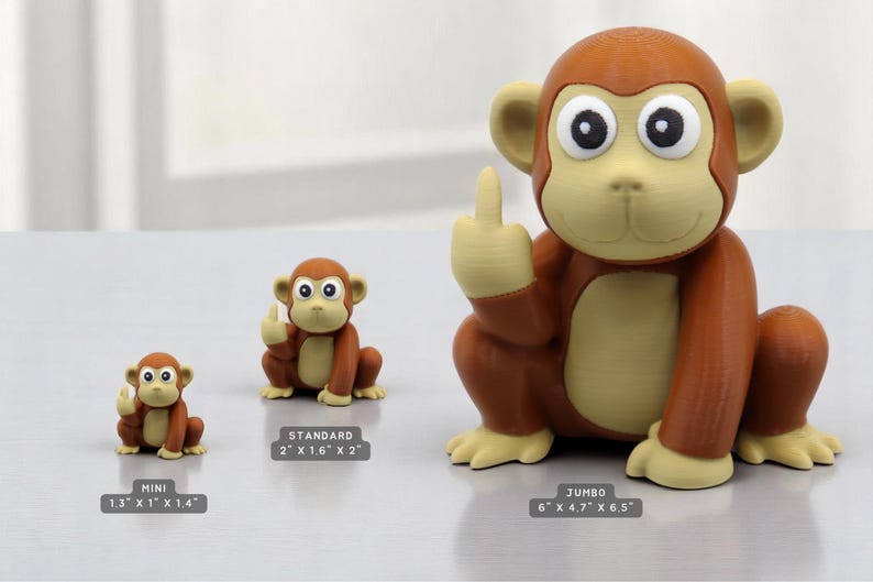 Monkey Middle Finger Figurine – Funny 3D Printed Monkey Gift – Rude ...
